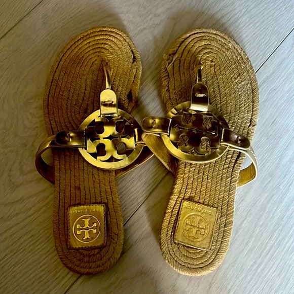 Tory Burch | Shoes | Tory Burch Gold Espadrille Sandals | Poshmark